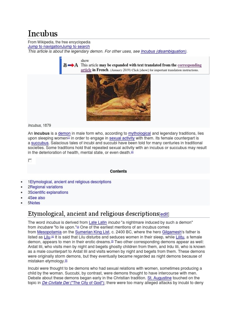 Incubus: Etymological, Ancient and Religious Descriptions | PDF ...