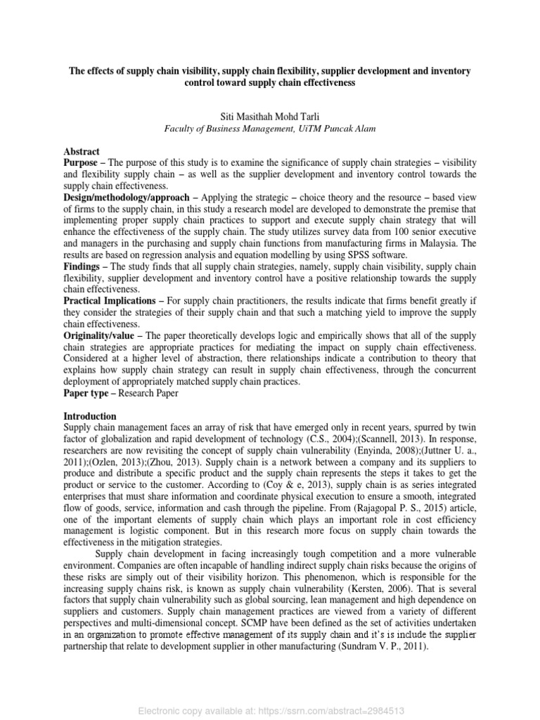 Impact of Supply Chain On Company Performance | Download Free PDF ...