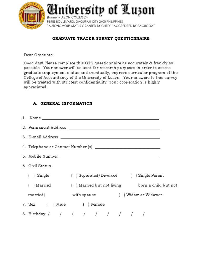 Graduate Tracer Survey Questionnaire | PDF | Skill | Creativity