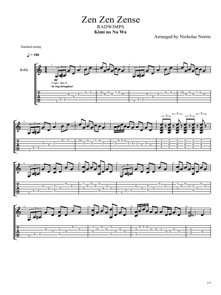 Kimi No Na Wa - Zen Zen Zense PDF | PDF | Musical Techniques | Music Theory