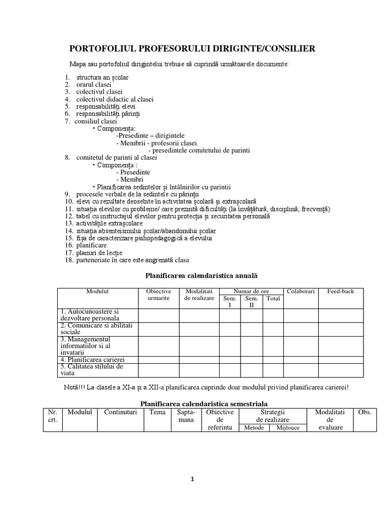 Portofoliu Diriginte | PDF