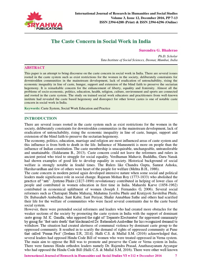 Social Work in India | PDF | Caste | Religion And Belief
