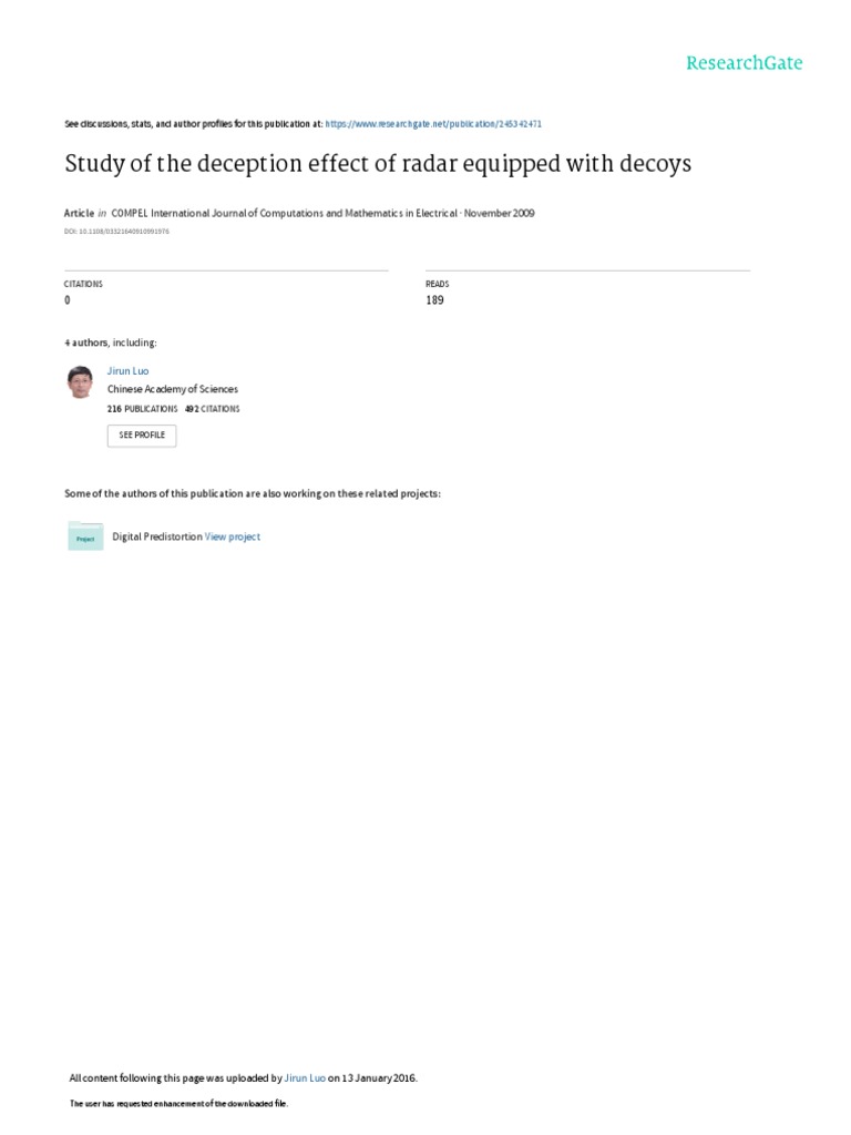 Study of The Deception Effect | PDF | Radar | Computer Simulation