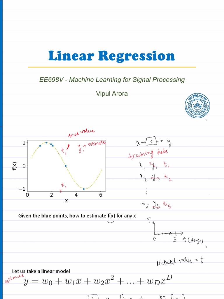 Linear Regression: EE698V - Machine Learning For Signal Processing | PDF | Computers ...
