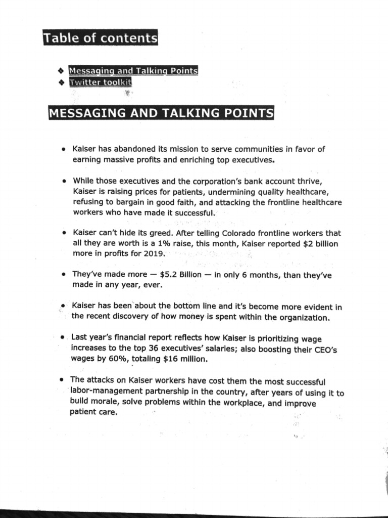 SEIU Talking Points | PDF