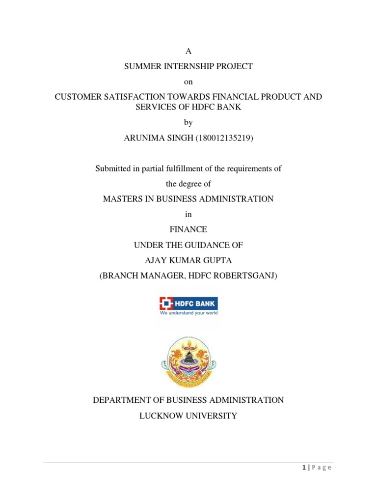 Summer Internship Project HDFC Bank PDF | PDF | Debit Card ...
