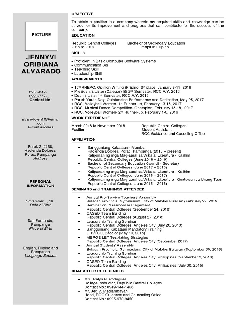 CV Jennyvi O Alvarado | Download Free PDF | Learning | Behavior Modification