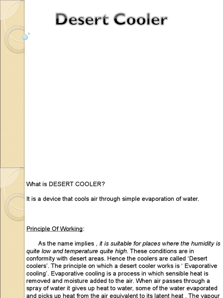 Presentation On Desert Cooler | PDF | Air Conditioning | Atmospheric ...