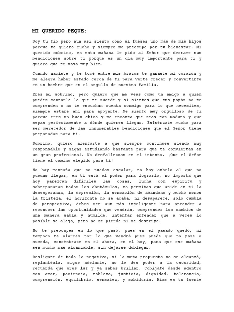 Carta A Mi Sobrino Pdf Amor