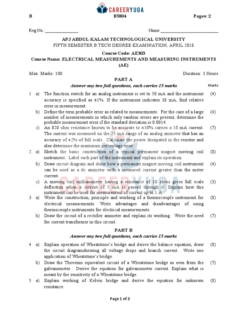 Answer Any Two Full Questions, Each Carries 15 Marks: Reg No.: - Name | Download Free PDF ...