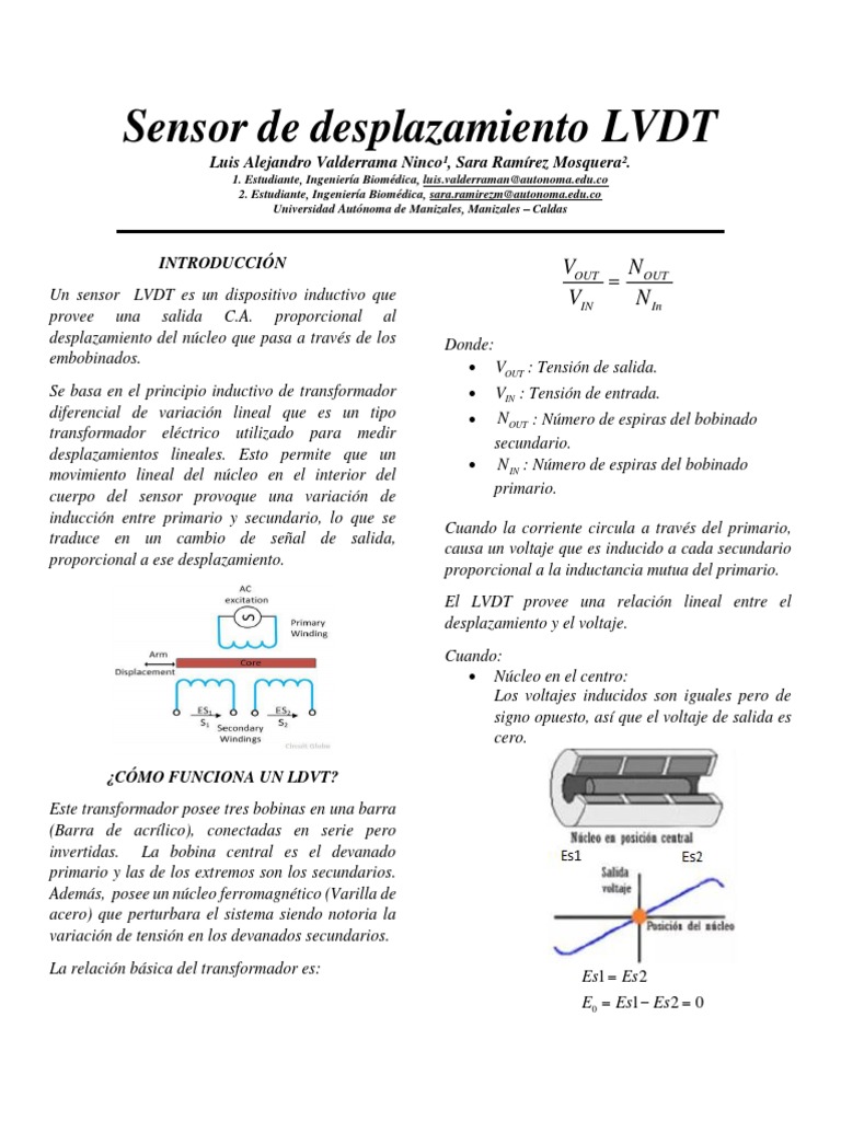 Sensor LVDT | PDF | Transformador | Ingenieria Eléctrica