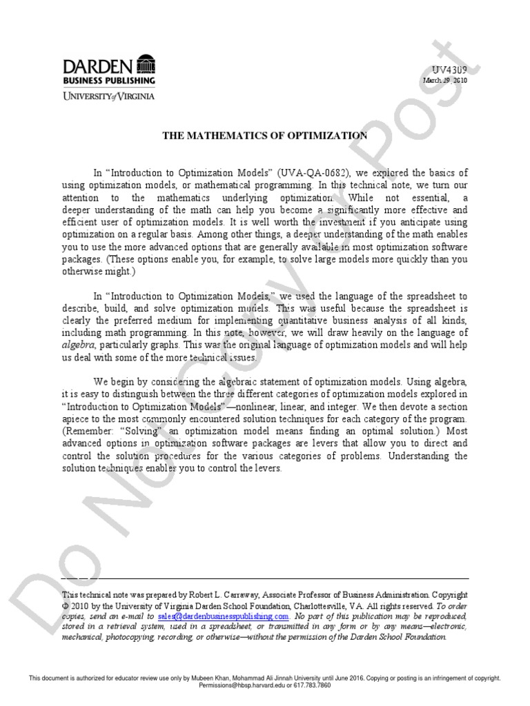 The Mathematics of Optimization | PDF | Mathematical Optimization | Function (Mathematics)