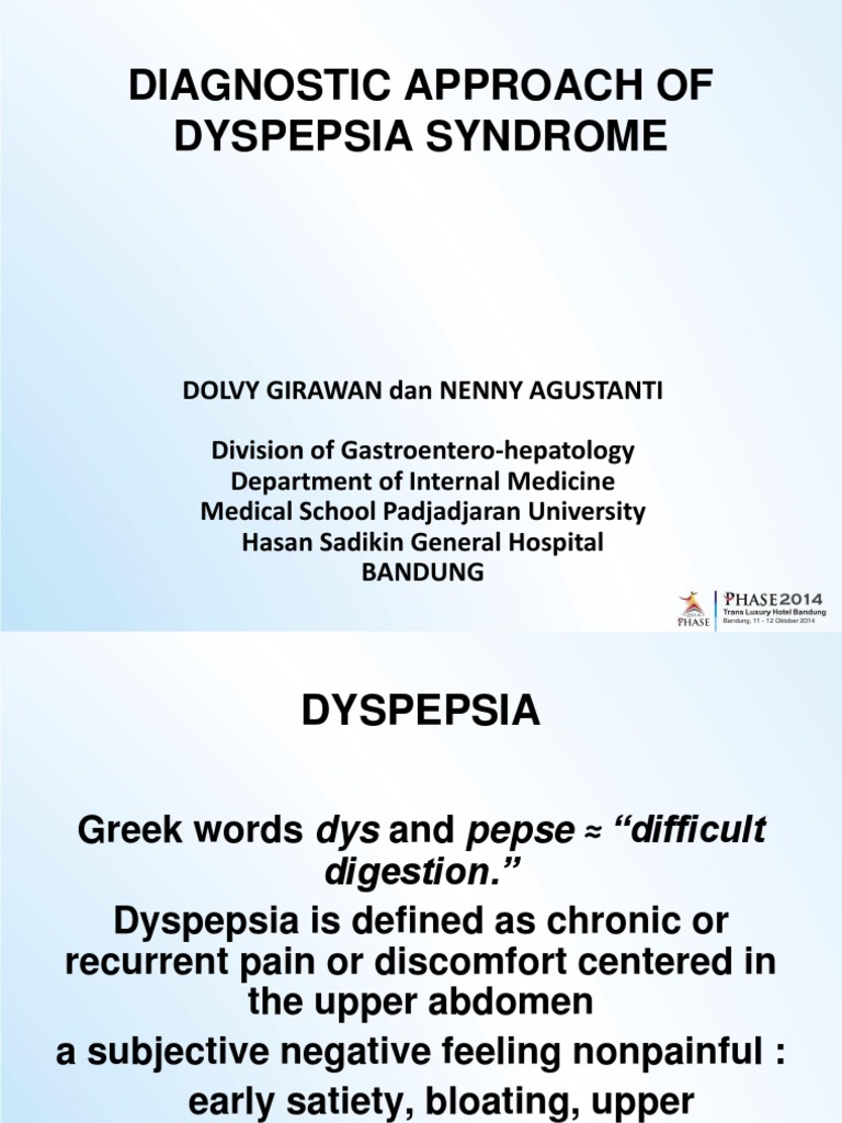 Diagnostic Approach of Dyspepsia Syndrome | PDF | Indigestion | Digestive Diseases