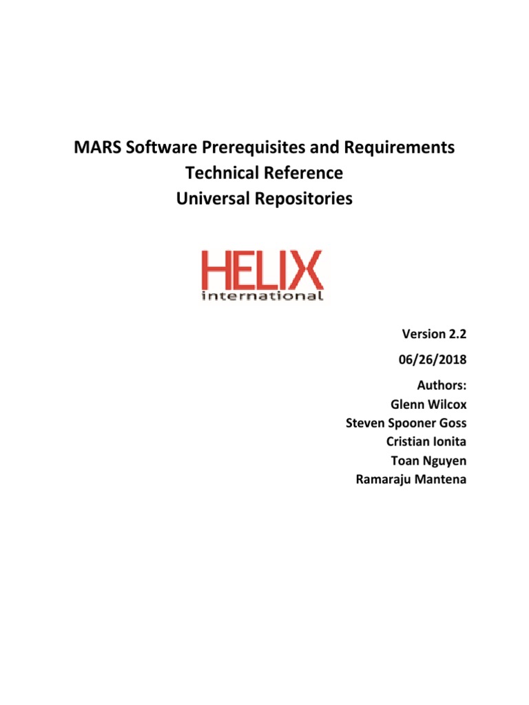 HELIX MARS Hardware and Software Prerequisites and Requirements ...