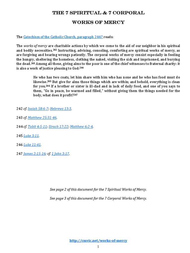 The Spiritual and Corporal Works of Mercy: A Summary of the 7 Spiritual ...