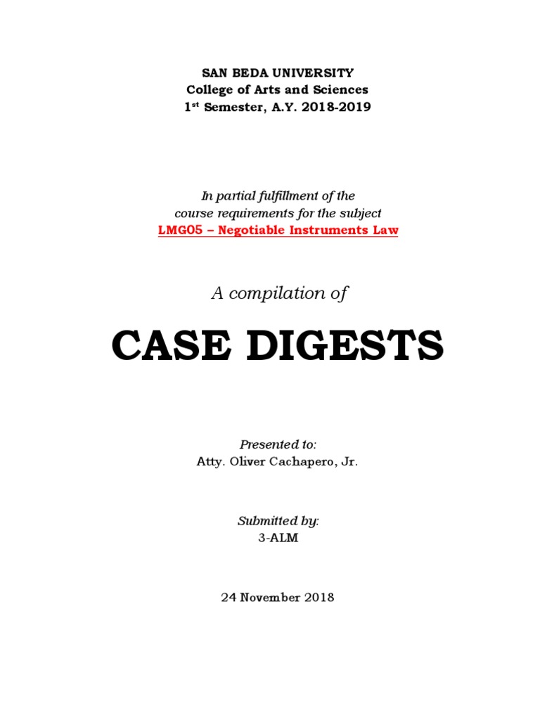 Case Digest | PDF | Negotiable Instrument | Cheque