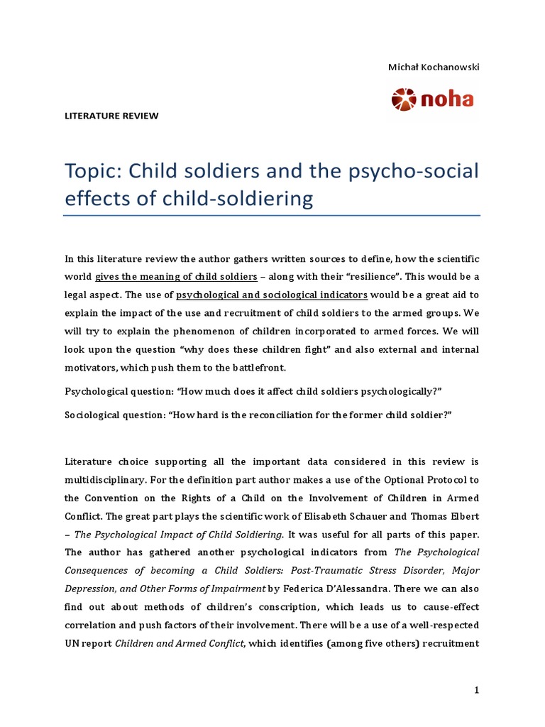 Child Soldiers and The Psycho-Social Eff PDF | PDF | Posttraumatic ...