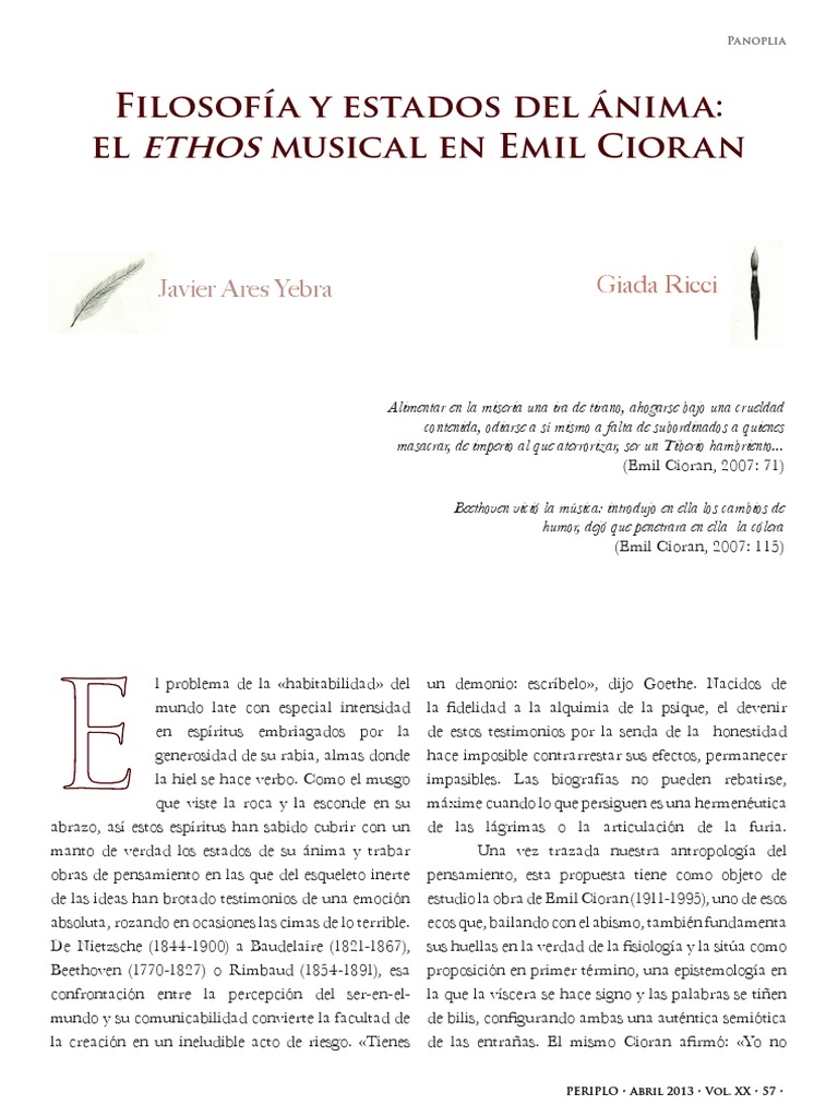 Ethos Musical en Cioran PDF | PDF | Wolfgang Amadeus Mozart | Alma