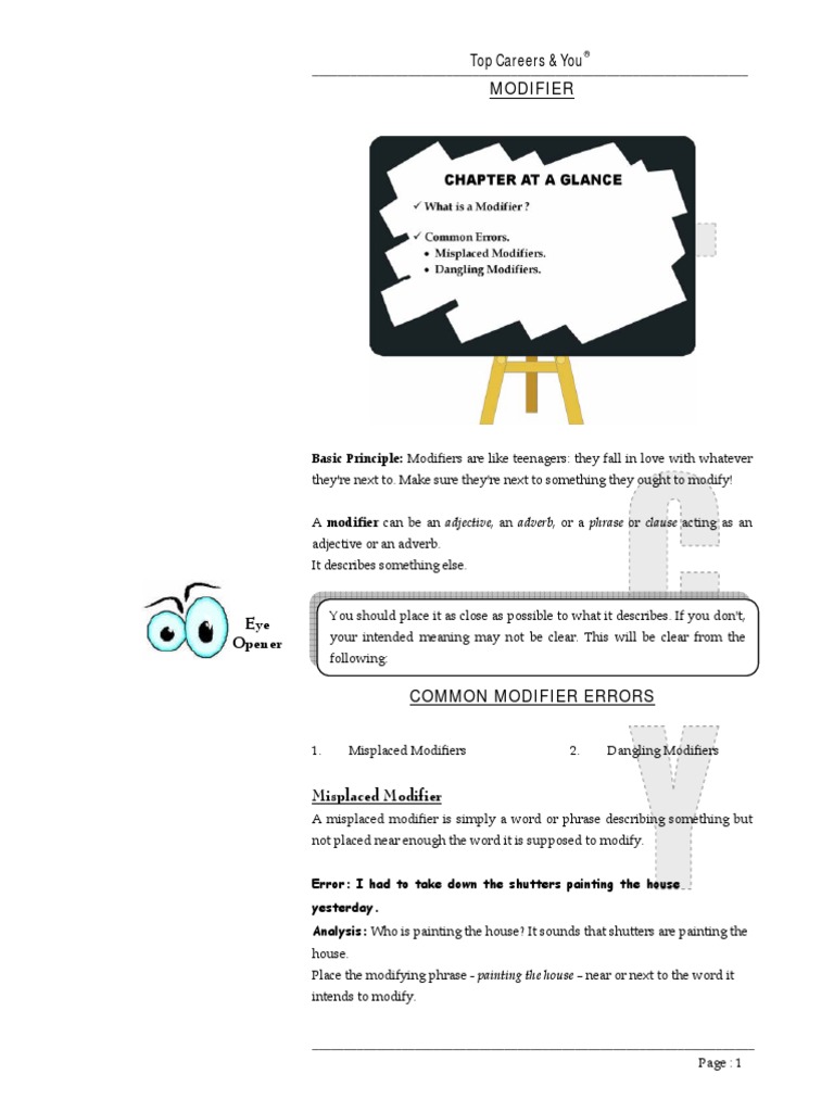 Top Careers & You Modifier: Eye Opener | PDF | Adverb | Linguistics