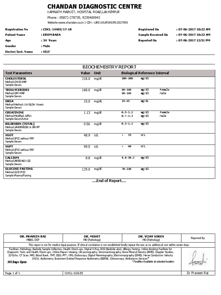Biochemistry Report: Cholesterol, Triglycerides, and More | PDF | Blood ...