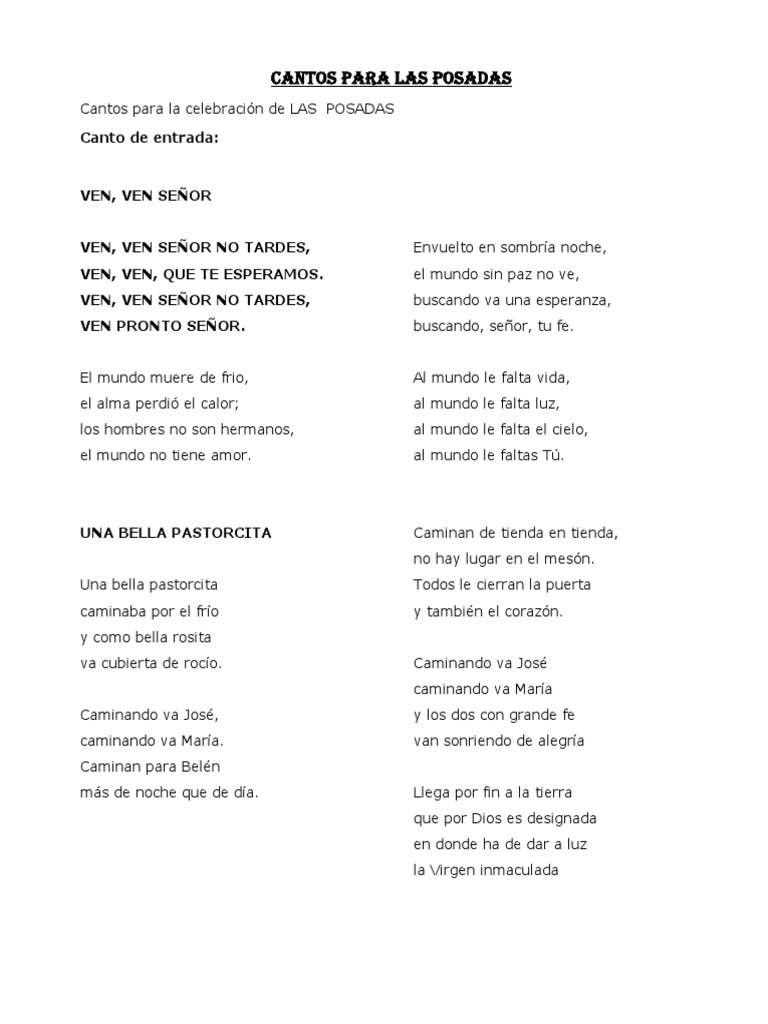 Cantos para Las Posadas 2018 | PDF | María, madre de Jesús | Amor