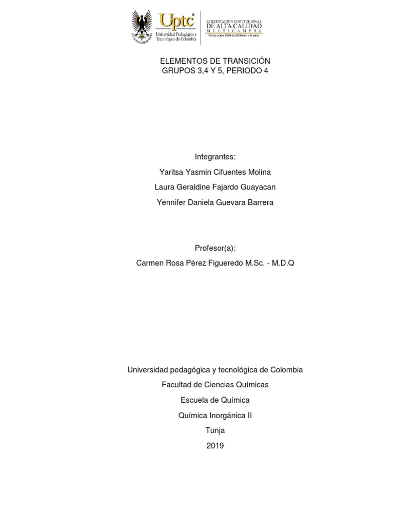 Propiedades de Elementos de Transición | PDF | Metales de transición ...
