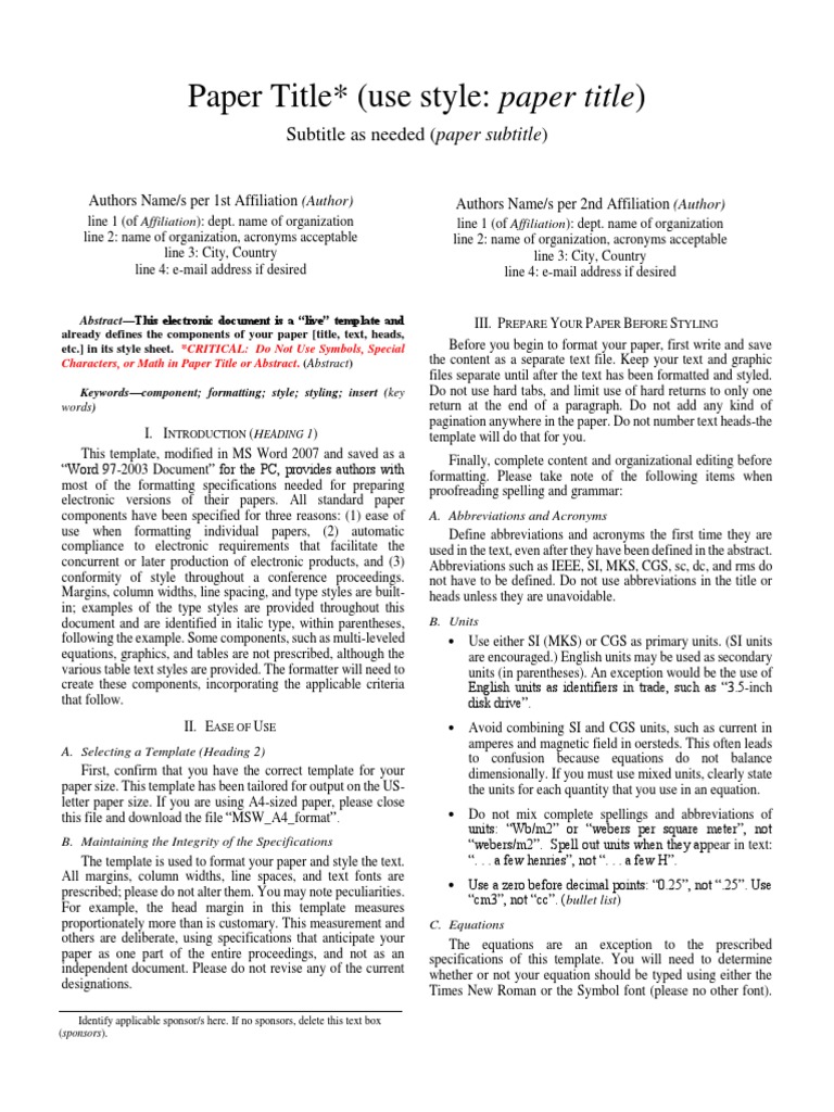 Paper Title (Use Style: Paper Title) : Subtitle As Needed (Paper ...