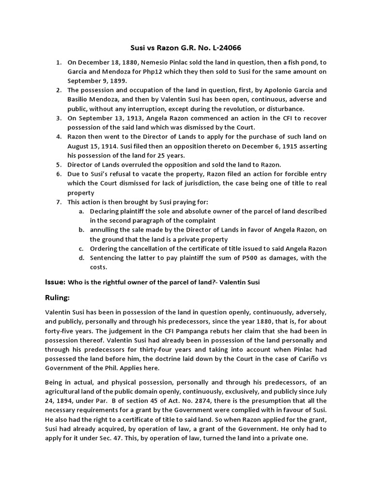 Susi Vs Razon | PDF | Civil Law (Common Law) | Common Law