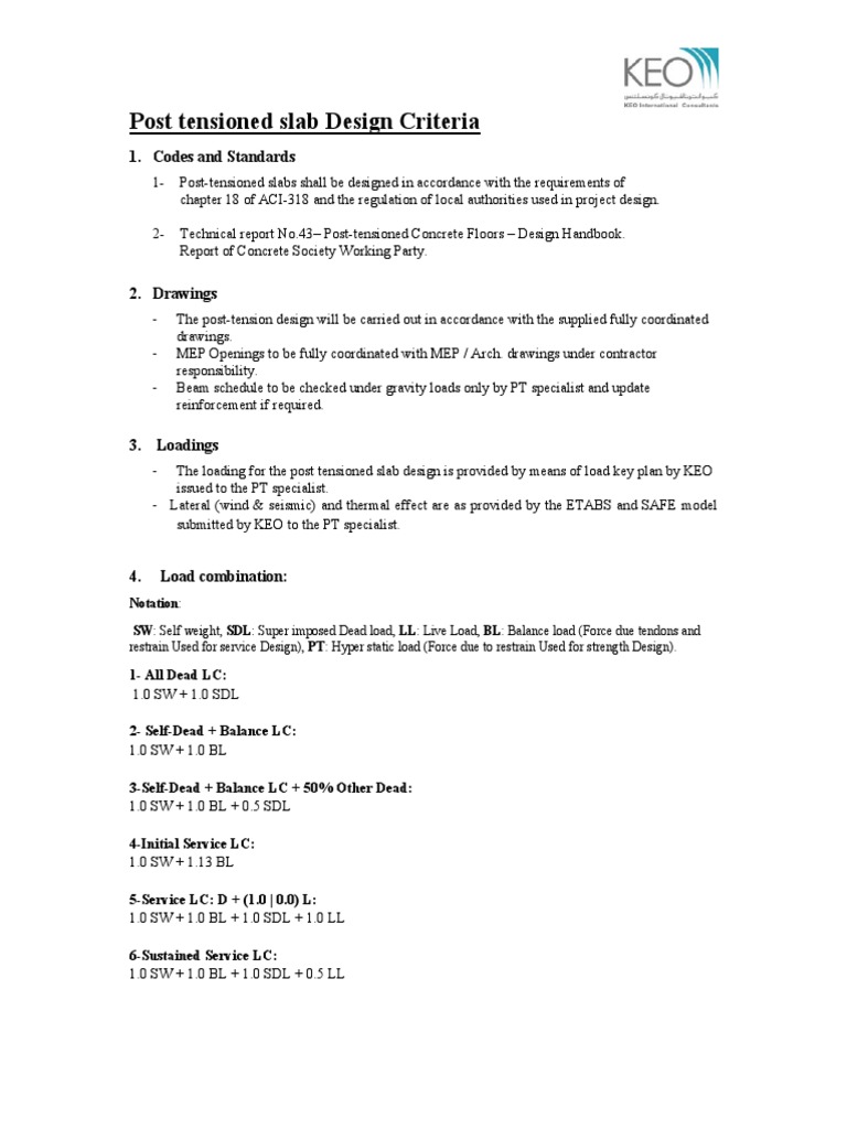 PT Design Criteria | PDF | Prestressed Concrete | Solid Mechanics
