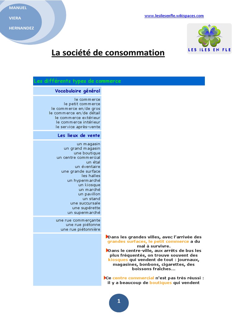 Vocabulaire La Consommation PDF | PDF | Commerce de détail | Monnaie fiduciaire