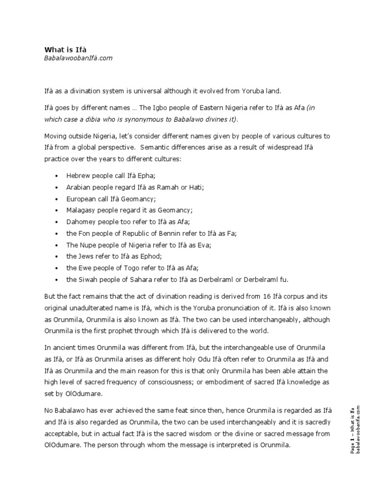 Understanding Ifà and Babalawo Roles | PDF | Science | Religion And Belief