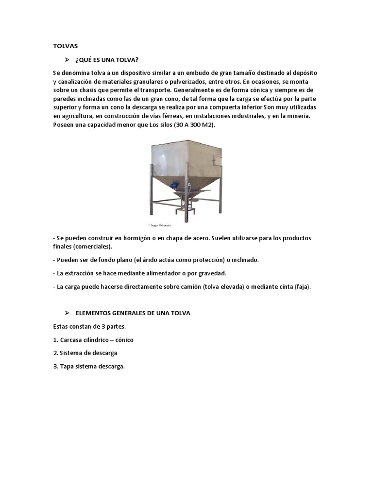 Tipos y Diseño de Tolvas en Minería | PDF | Acero | Materiales