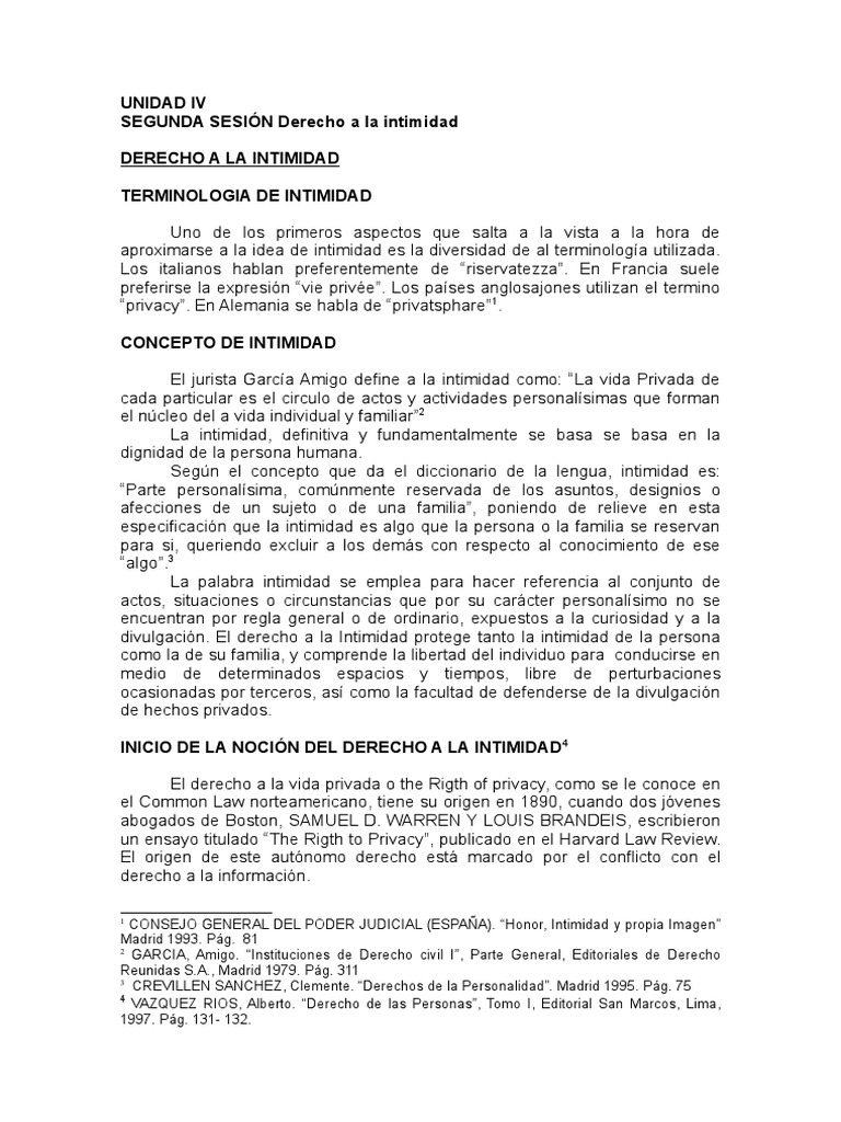 Derecho a la Intimidad: Orígenes y Conceptos | PDF | Derecho a la ...