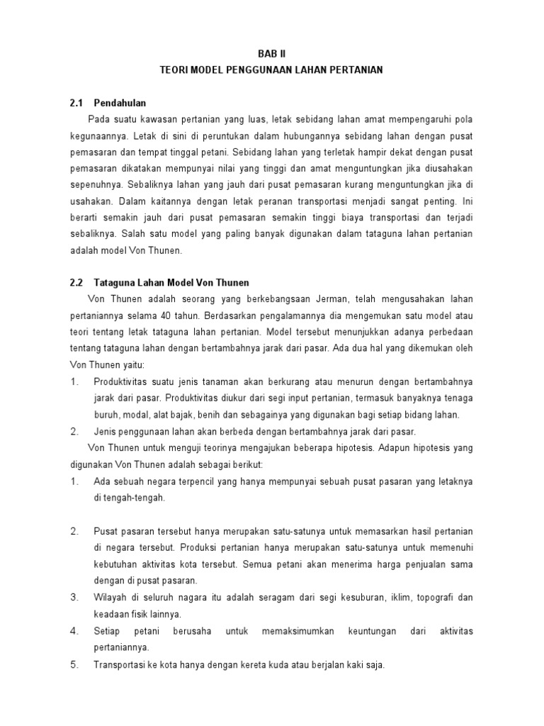 Teori Model Penggunaan Lahan Pertanian PDF | PDF
