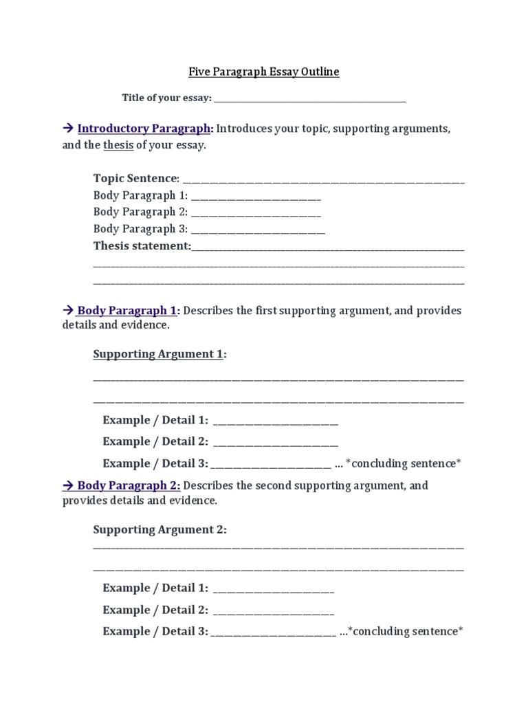 Five Paragraph Essay Outline | PDF | Essays | Paragraph
