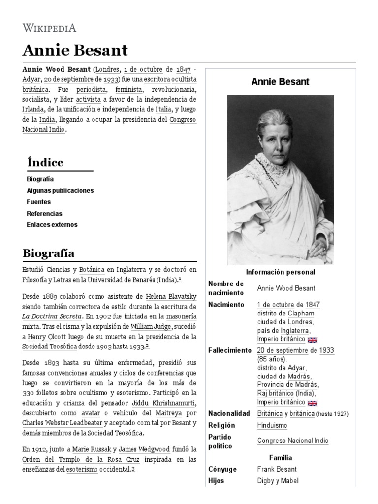 Annie Besant | PDF | Teosofía | Esoterismo occidental