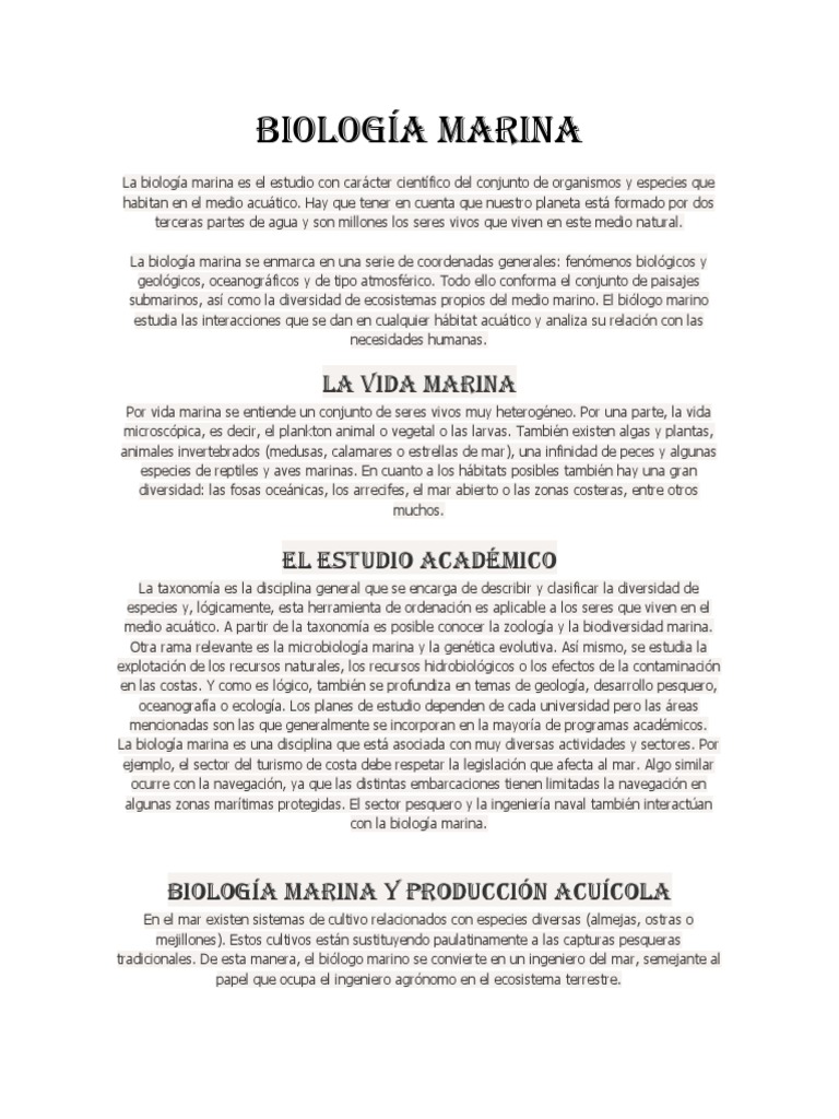 Biología Marina | PDF | Biología Marina | Biodiversidad