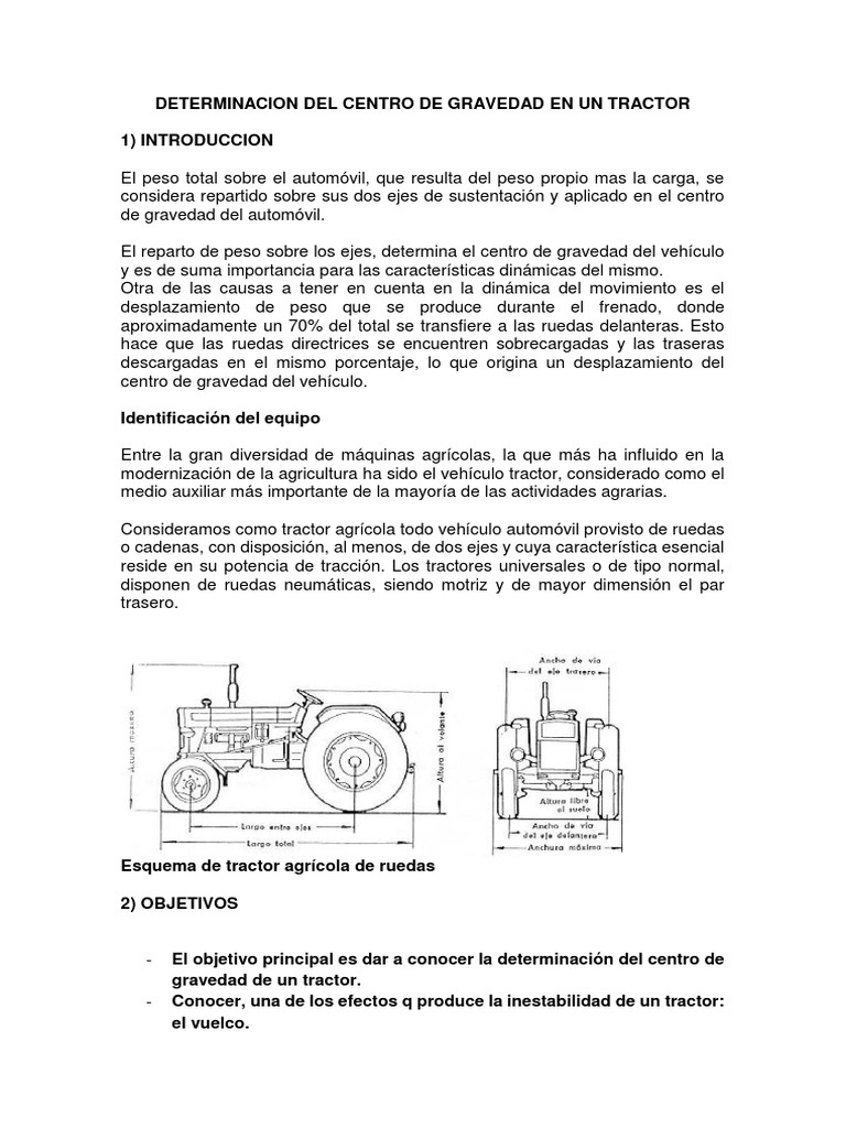Cálculo del Centro de Gravedad en Tractores | PDF | Tractor | Sistema ...