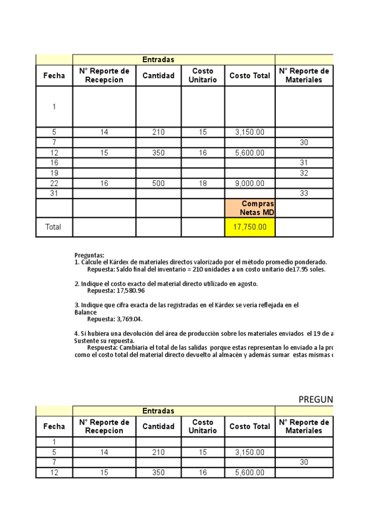 Formato Kardek Caso 1 Materiales | PDF | Business