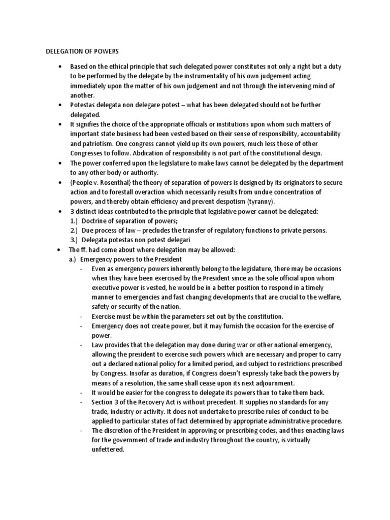 Understanding Delegation of Powers | PDF | United States Congress ...