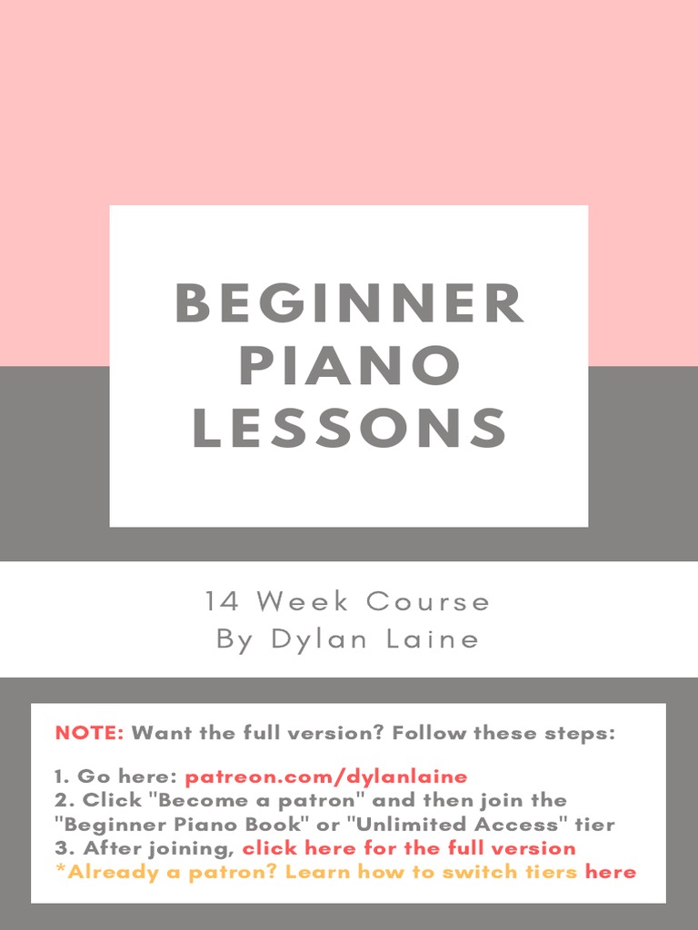 Free Sample - Beginner Piano Lessons (E-Book) | Piano | Finger