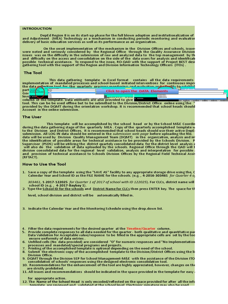 Smea Data Gathering Template Enhanced 1 | PDF | Teachers | Curriculum