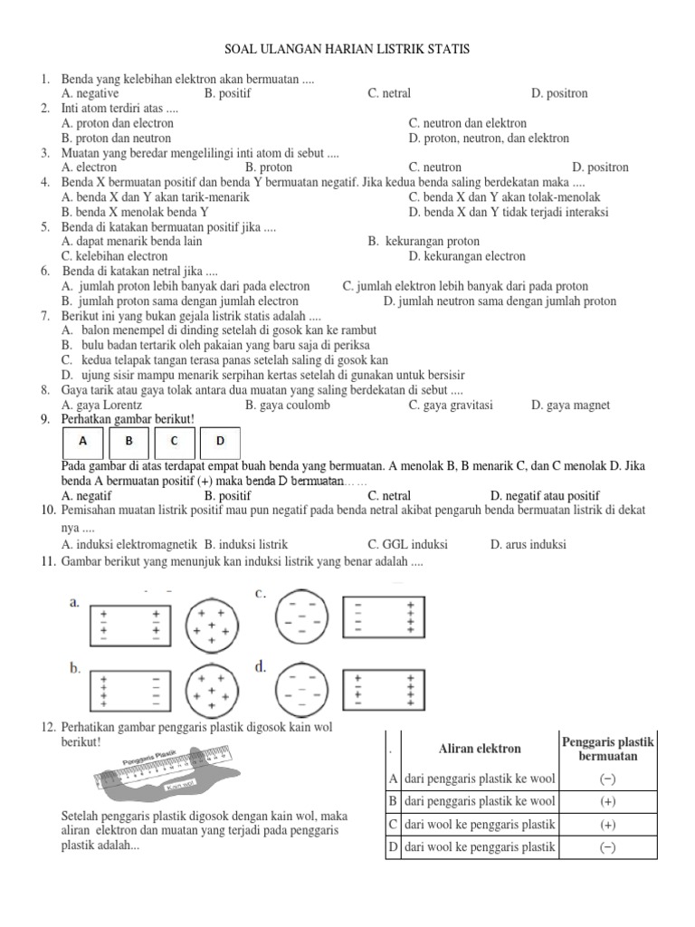Soal Ulangan Listrik Statis Kelas 9 | PDF | Metode & Bahan Ajar | Sains & Matematika