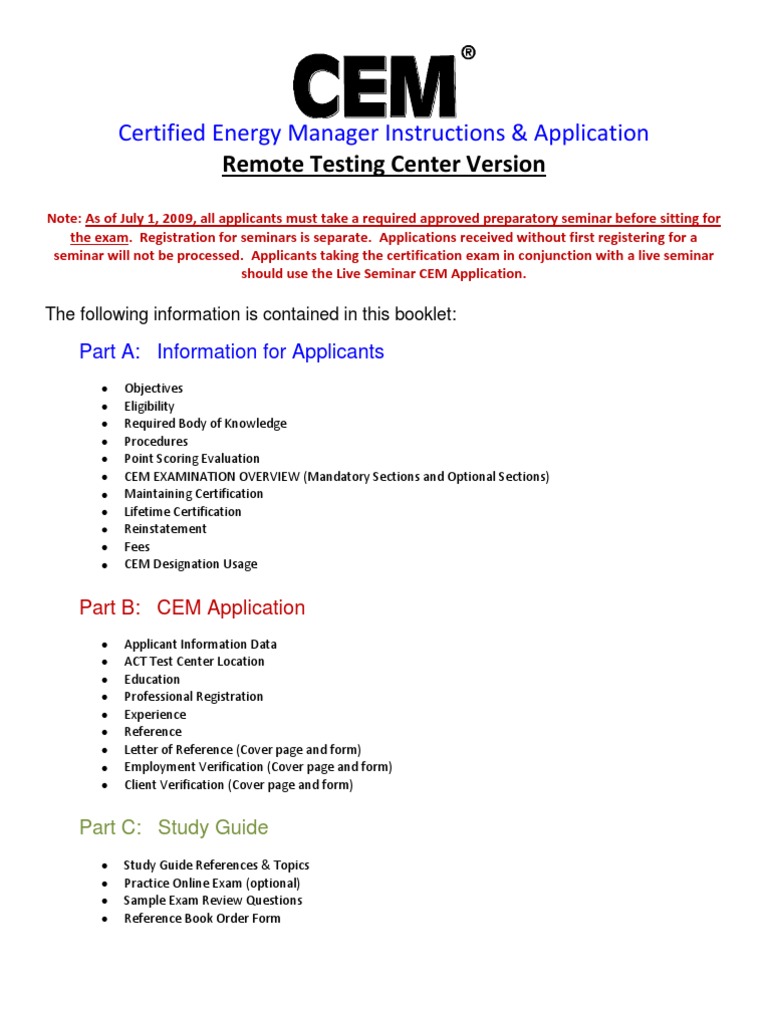 Certified Energy Manager - Complete Application (For Remote Testing ...