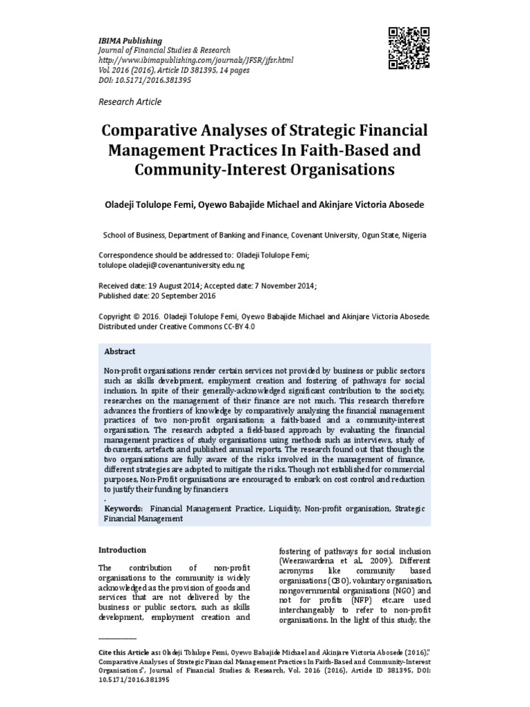 Financial Management Article | PDF | Nonprofit Organization | Case Study