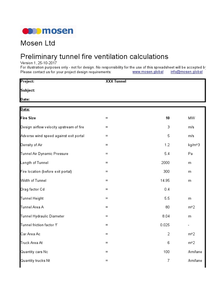 Tunnel Fire Ventilation Calculations | PDF | Tunnel | Fluid Dynamics