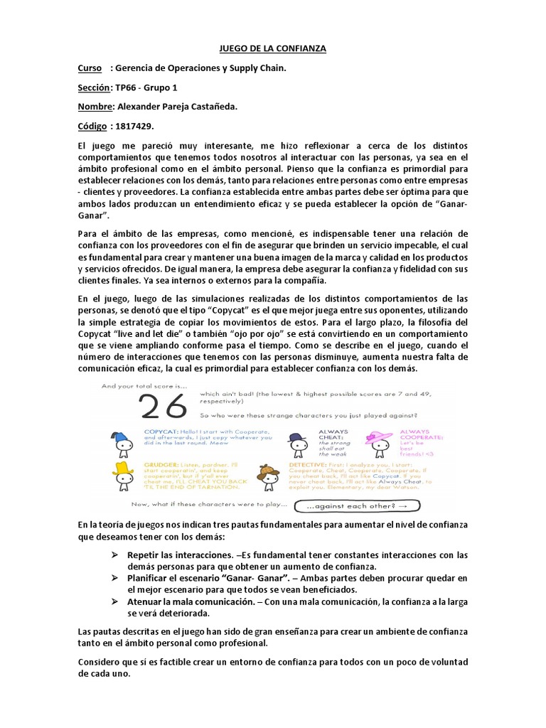 Juego De La Confianza Pdf Sicología Conceptos Psicologicos
