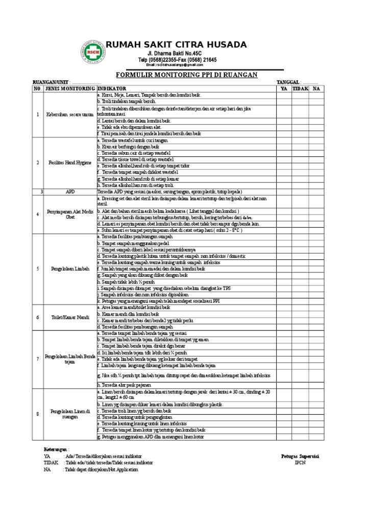 Form Supervisi PPI Ruang Rawat Inap | PDF