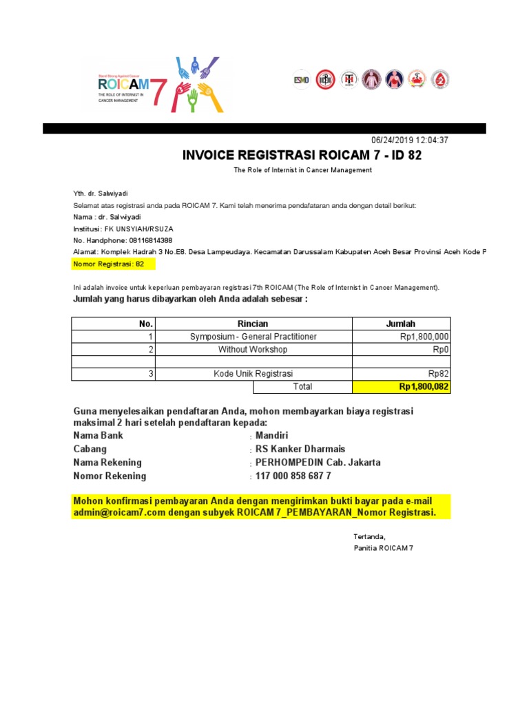 Contoh Invoice Registrasi Poster | PDF