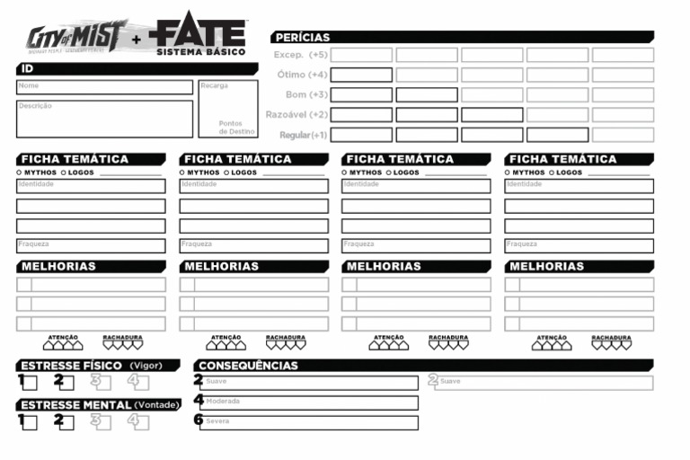 Character Sheet City of FATE | PDF